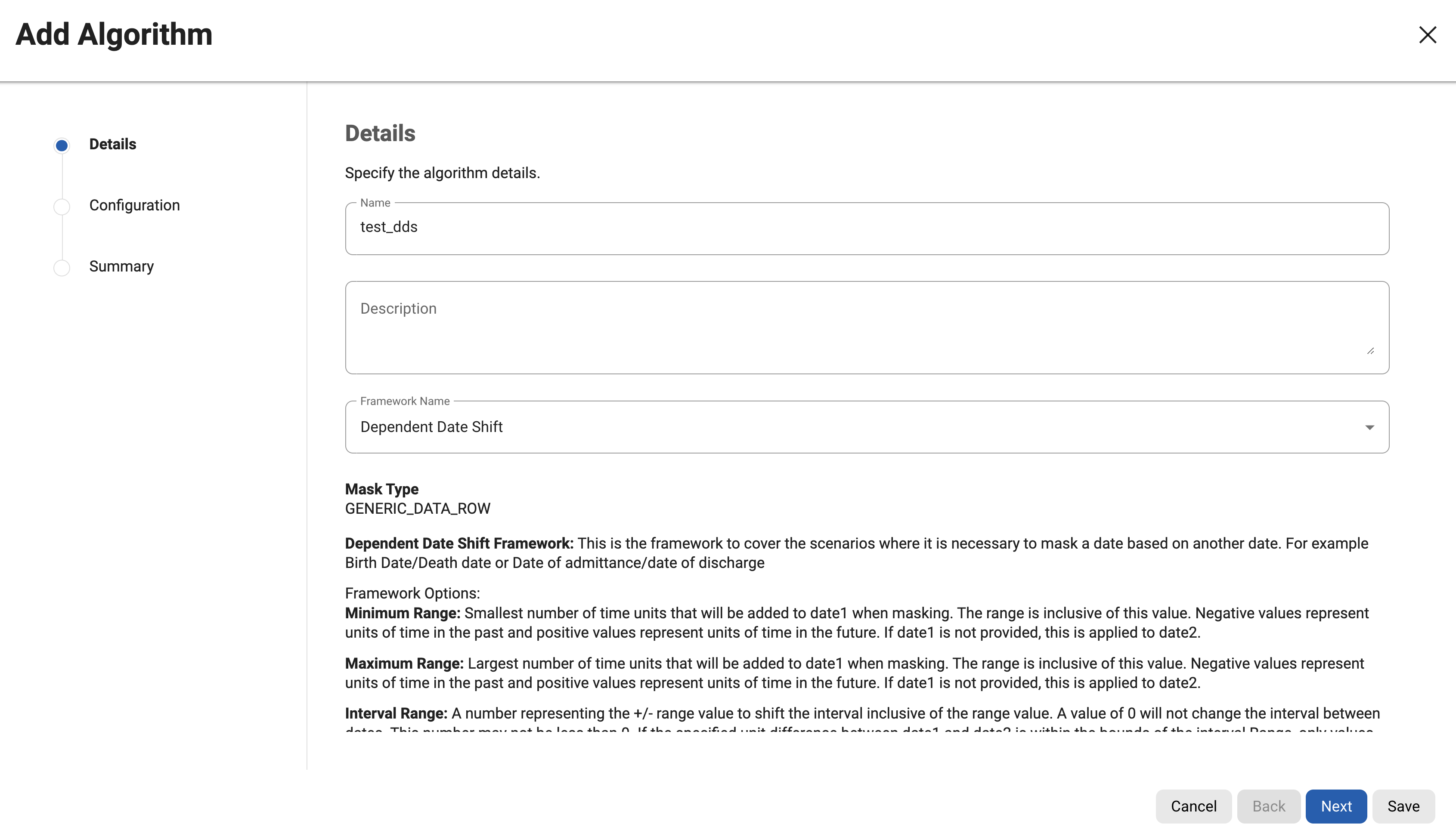 Dependent Date Shift (Algorithm frameworks)